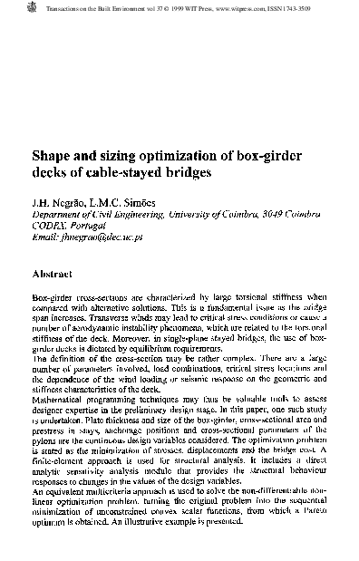(PDF) Shape And Sizing Optimization Of Box-girderDecks Of Cable-stayed Bridges