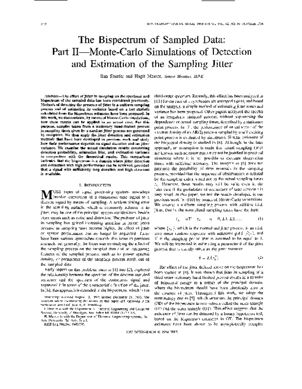 (PDF) The bispectrum of sampled data. II. Monte-Carlo simulations of detection and estimation of ...