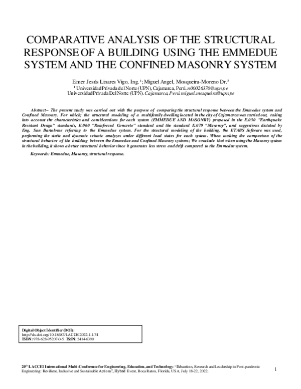 (PDF) Comparative Analysis of the Structural Response of a Building Using the Emmedue System and ...