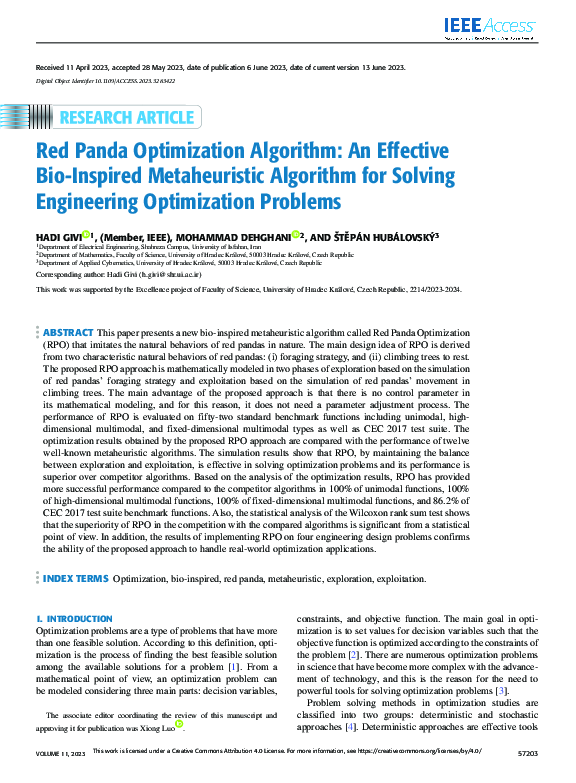 (PDF) Red Panda Optimization Algorithm: An Effective Bio-Inspired Metaheuristic Algorithm for ...