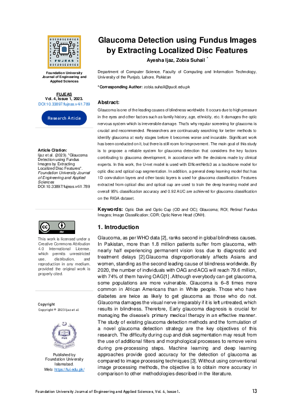 (PDF) Glaucoma Detection using Fundus Images by Extracting Localized ...