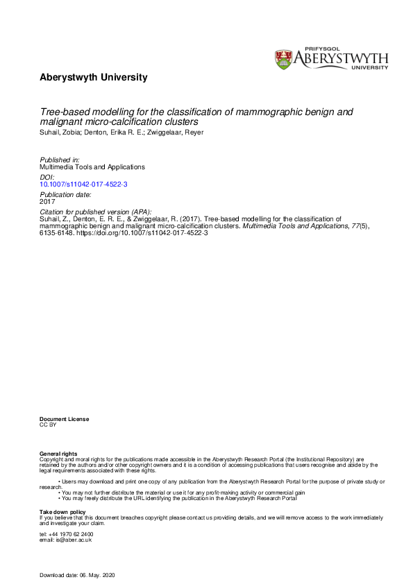 (PDF) Tree-based modelling for the classification of mammographic ...