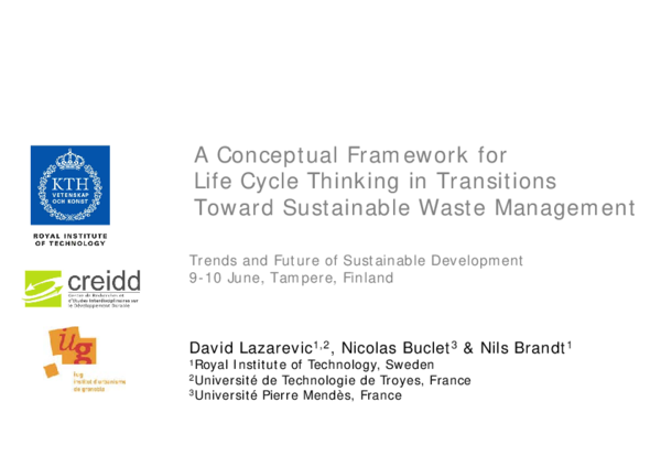 (PDF) A Conceptual Framework for Life Cycle Thinking in Transitions ...