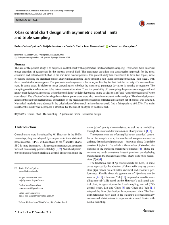 (PDF) X-bar control chart design with asymmetric control limits and triple sampling