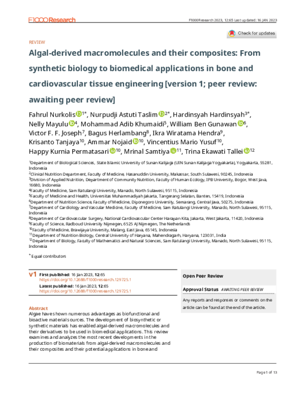 Pdf Algal Derived Macromolecules And Their Composites From Synthetic Biology To Biomedical