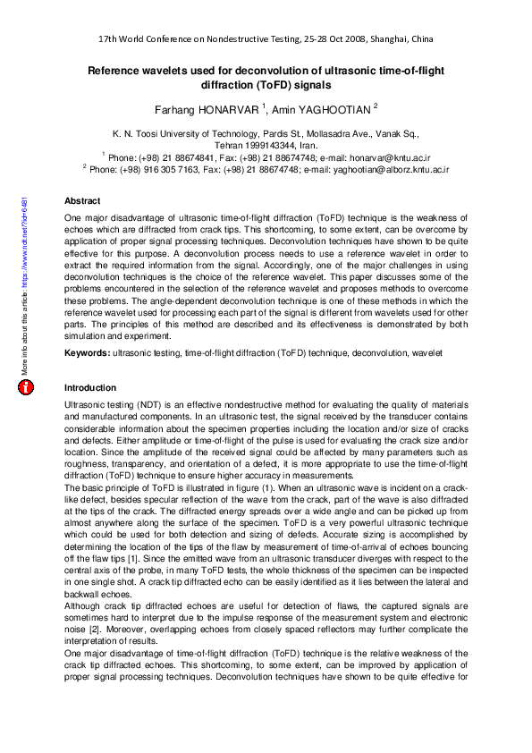 (PDF) Reference wavelets used for deconvolution of ultrasonic time-of-flight diffraction (ToFD ...