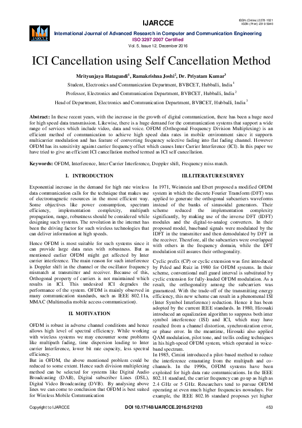 (PDF) ICI Cancellation using Self Cancellation Method