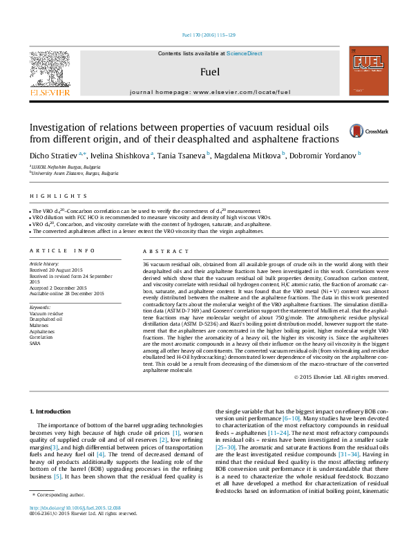 (PDF) Investigation of relations between properties of vacuum residual ...