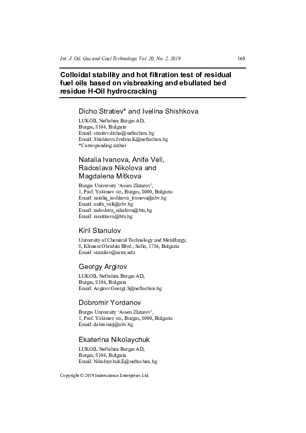 (PDF) Colloidal stability and hot filtration test of residual fuel oils ...