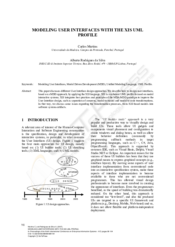 (PDF) Modeling User Interfaces with the XIS UML Profile
