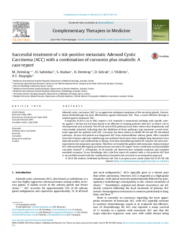 (PDF) Successful treatment of c-kit-positive metastatic Adenoid Cystic ...