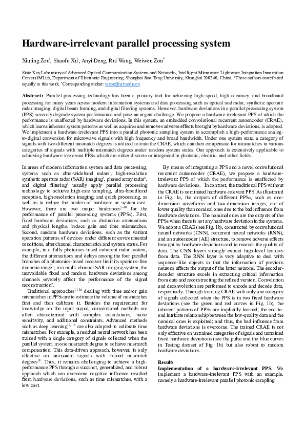 (PDF) Hardware-irrelevant parallel processing system
