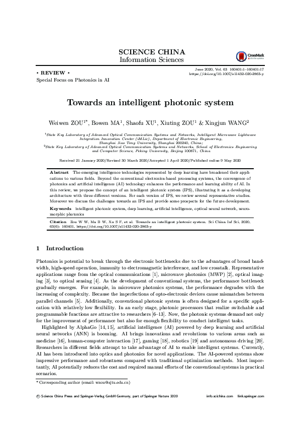 (PDF) Towards an intelligent photonic system