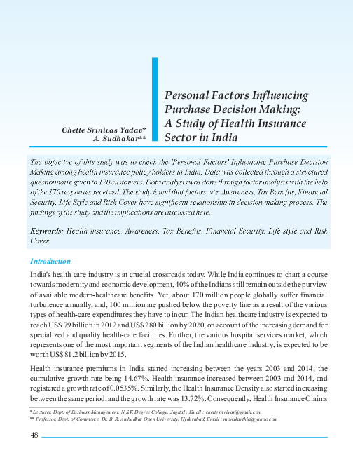 (PDF) Personal Factors Influencing Purchase Decision Making: A Study of ...