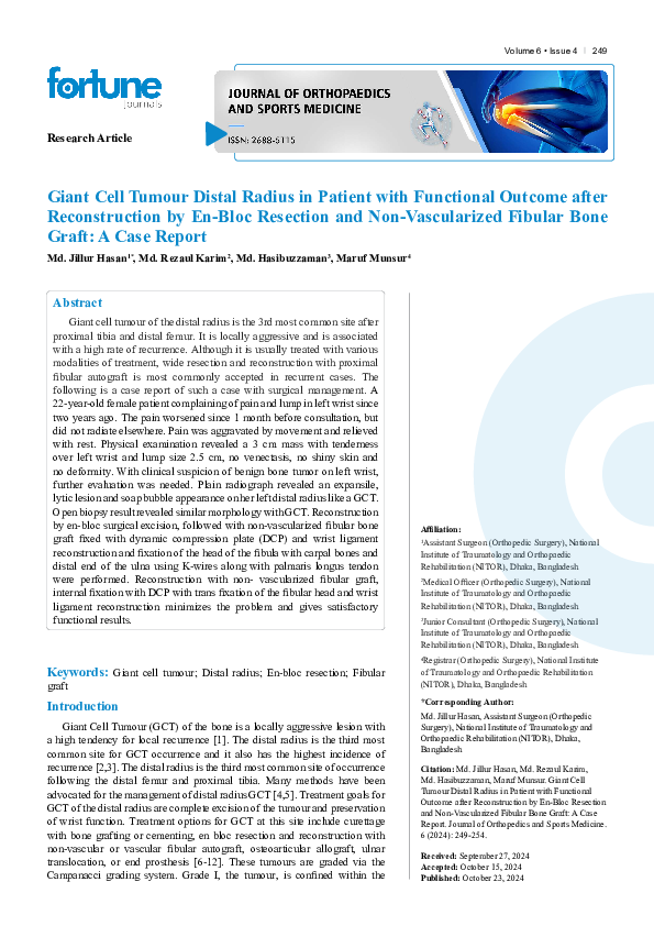 (PDF) Giant Cell Tumour Distal Radius in Patient with Functional ...