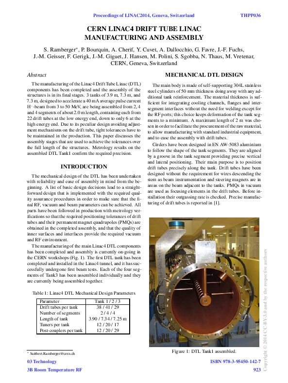 (PDF) Cern LINAC4 Drift Tube Linac Manufacturing and Assembly