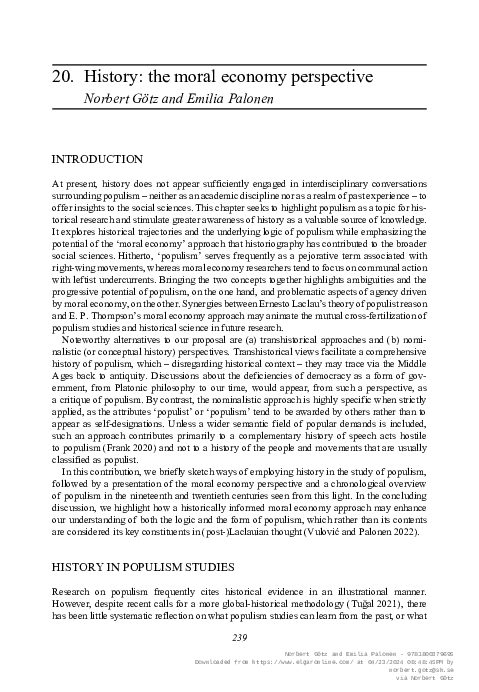 (PDF) History: The Moral Economy Perspective