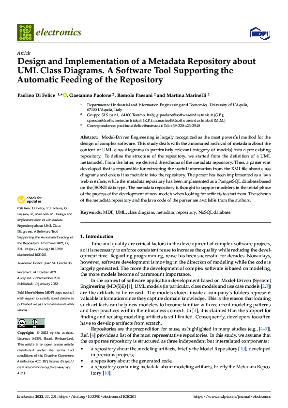 Pdf Design And Implementation Of A Metadata Repository About Uml Class Diagrams A Software
