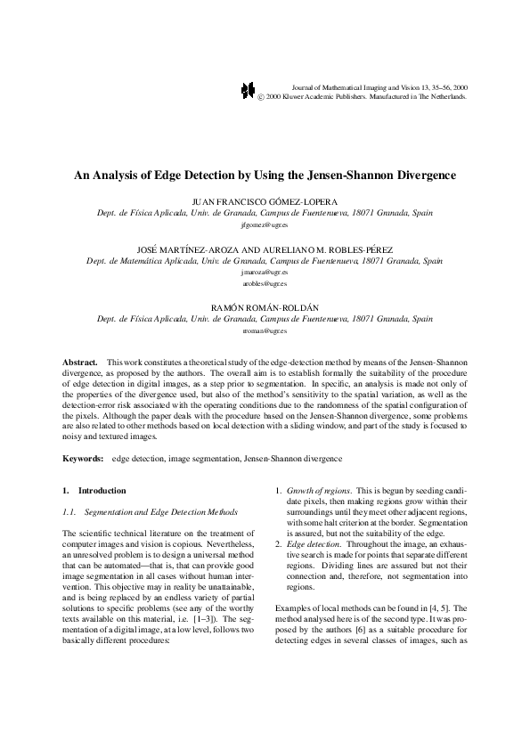 Pdf Analysis Of Edge Detection By Using The Jensen Shannon Divergence
