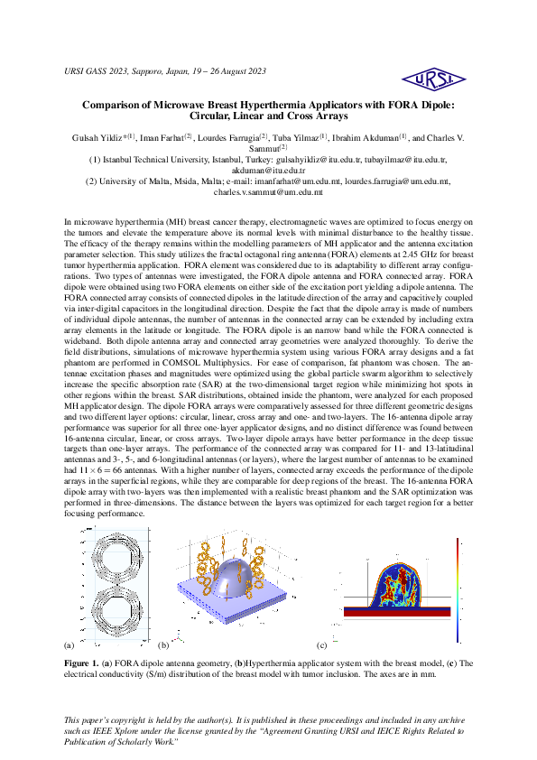 (PDF) Comparison of Microwave Breast Hyperthermia Applicators with FORA Dipole: Circular, Linear ...