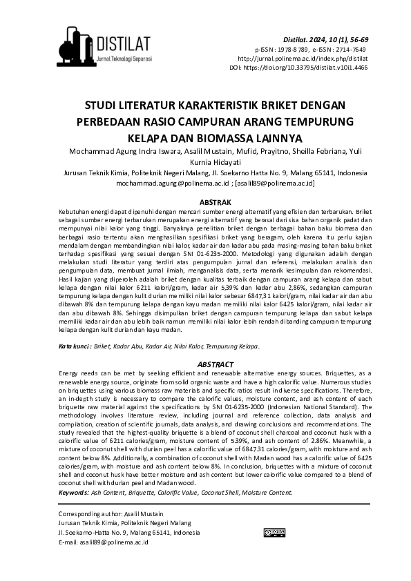 (PDF) Studi Literatur Karakteristik Briket Dengan Perbedaan Rasio Campuran Arang Tempurung ...