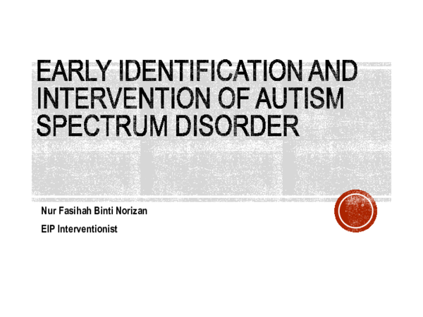 (PDF) Early Identification & Intervention of Autism Spectrum Disorder