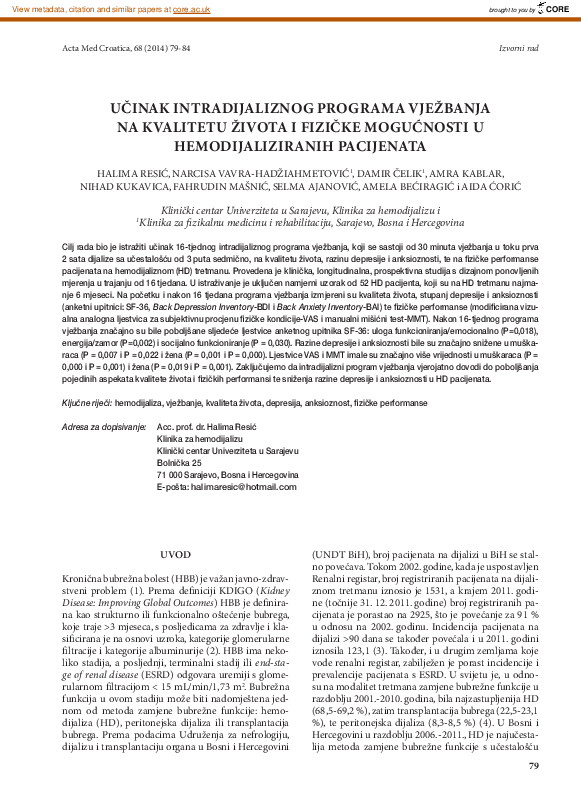 (PDF) [The effect of intradialytic exercise program on the quality of life and physical ...