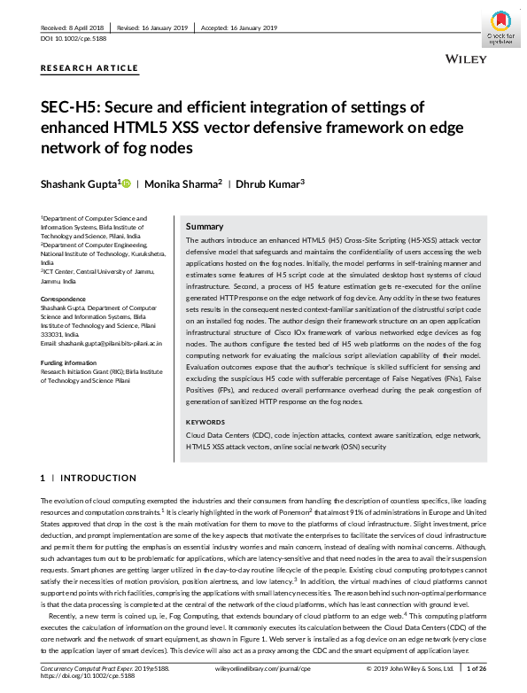 (PDF) SEC-H5: Secure and efficient integration of settings of enhanced HTML5 XSS vector ...