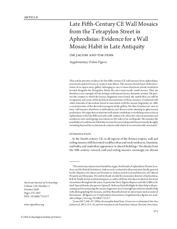 (PDF) Late Fifth-Century CE Wall Mosaics from the Tetrapylon Street in ...