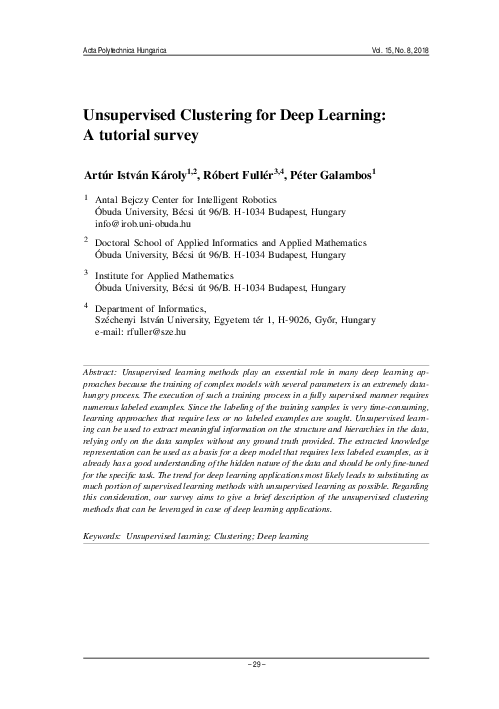 (PDF) Unsupervised Clustering for Deep Learning: A tutorial survey