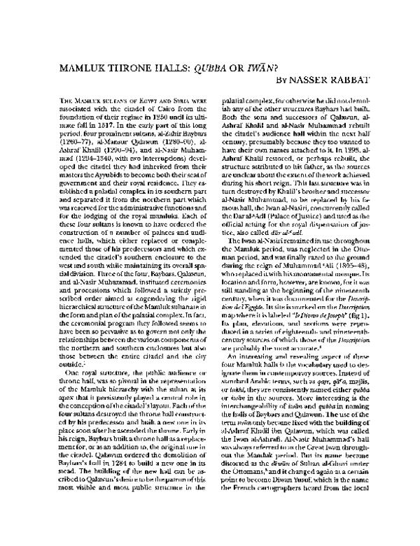 (PDF) MAMLUK THRONE HALLS: QUBBA OR IWAN? BY NASSER RABBAT THE MAMLUK ...