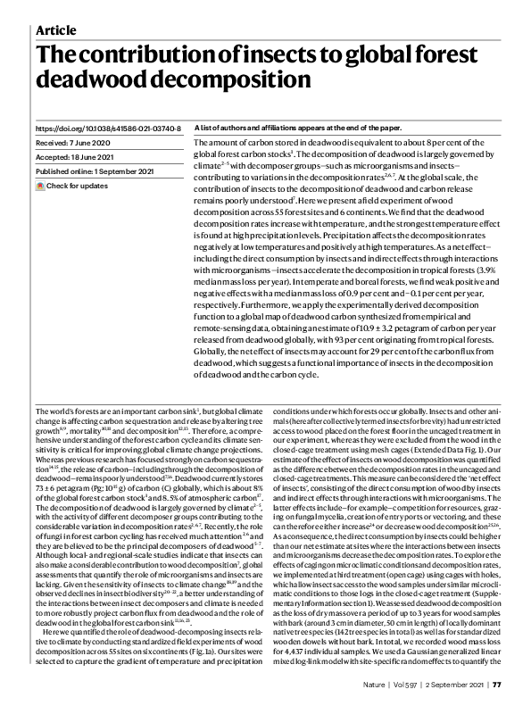 (PDF) Insects' Role in Forest Deadwood Decomposition