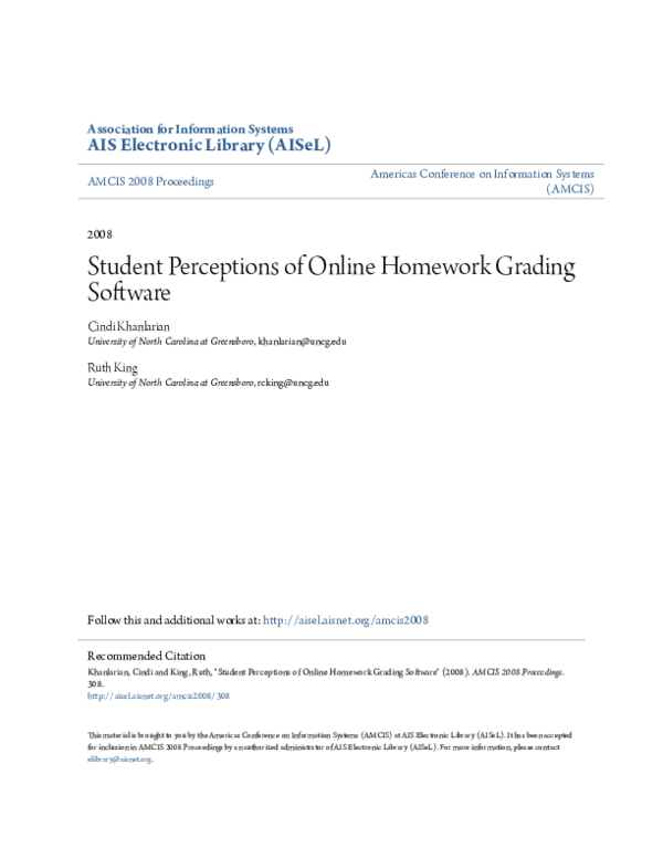 (PDF) Student Perceptions of Online Homework Grading Software