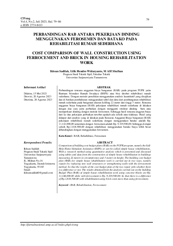 (PDF) Perbandingan Rab Antara Pekerjaan Dinding Menggunakan Ferosemen ...