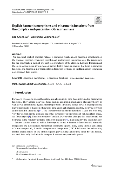 (PDF) Explicit harmonic morphisms and p-harmonic functions from the complex and quaternionic ...