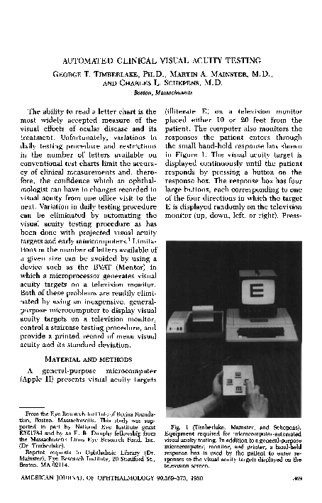 (PDF) Automated Clinical Visual Acuity Testing