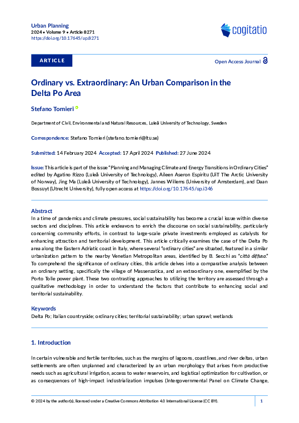 (PDF) Ordinary vs. Extraordinary: An Urban Comparison in the Delta Po Area