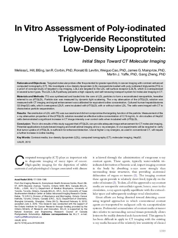 (PDF) In Vitro Assessment of Poly-iodinated Triglyceride Reconstituted ...