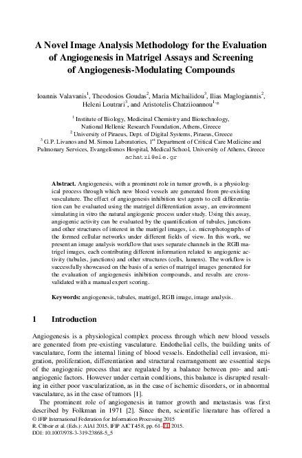 (PDF) A Novel Image Analysis Methodology for the Evaluation of Angiogenesis in Matrigel Assays ...
