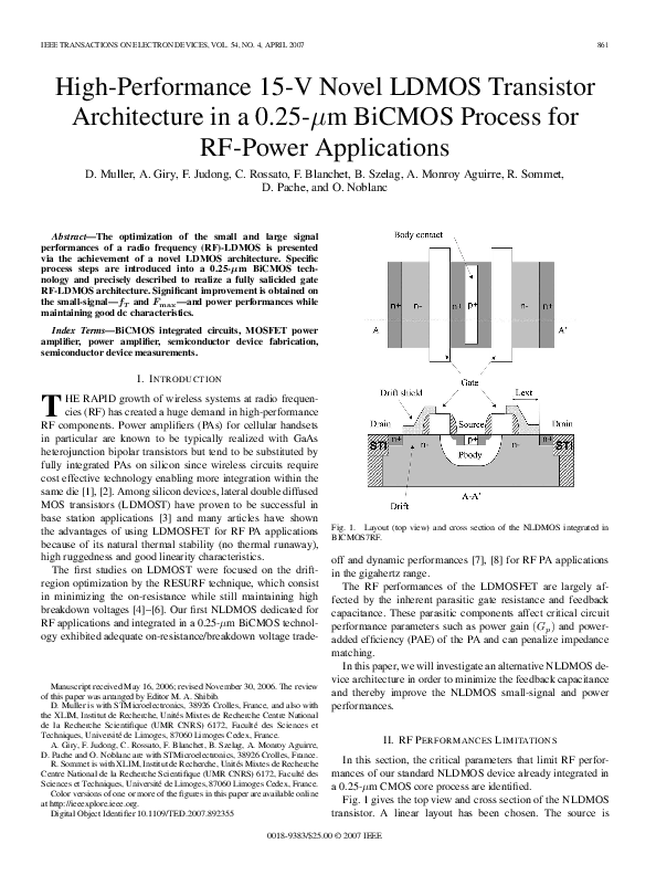 (PDF) High-Performance 15-V Novel LDMOS Transistor Architecture in a 0. ...