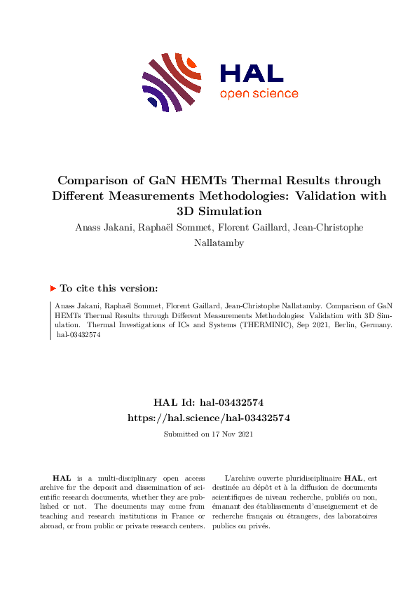(PDF) Comparison of GaN HEMTs Thermal Results through different measurements methodologies ...