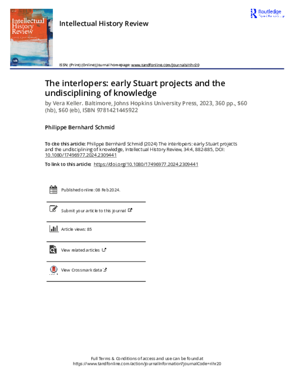 (PDF) The interlopers: early Stuart projects and the undisciplining of ...