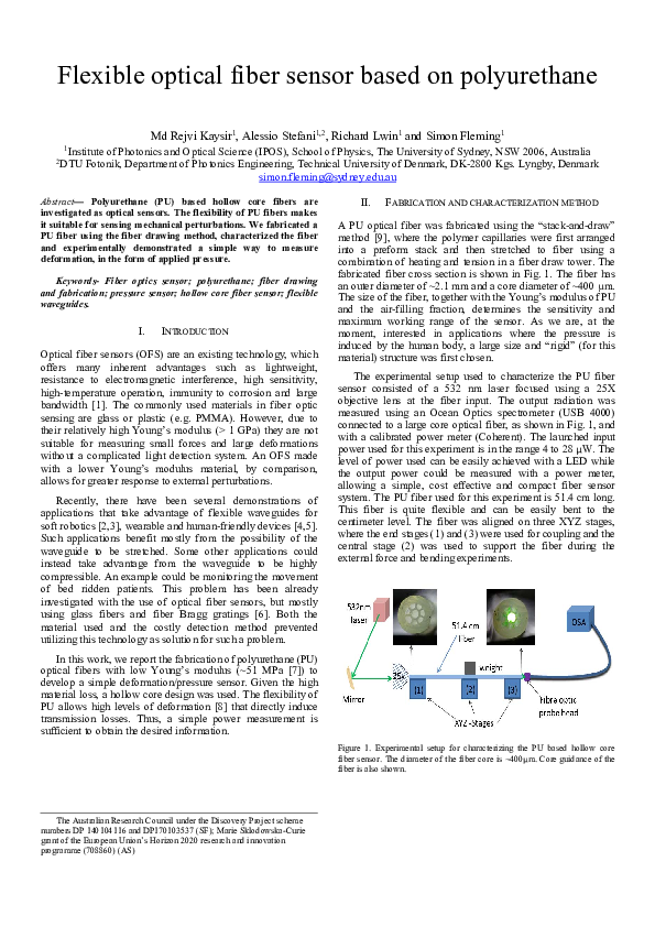 (PDF) Flexible optical fiber sensor based on polyurethane