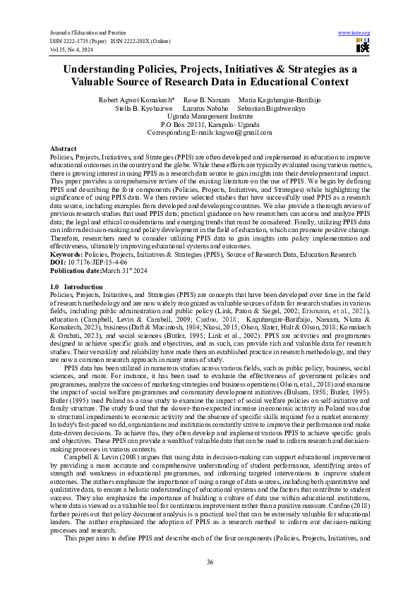 (PDF) Understanding Policies, Projects, Initiatives & Strategies as a ...