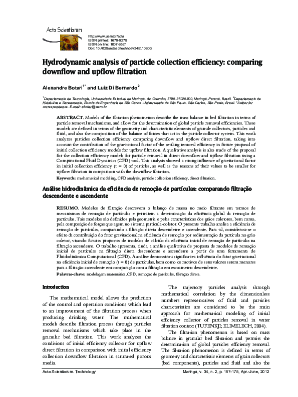 (PDF) Hydrodynamic analysis of particle collection efficiency: comparing downflow and upflow ...