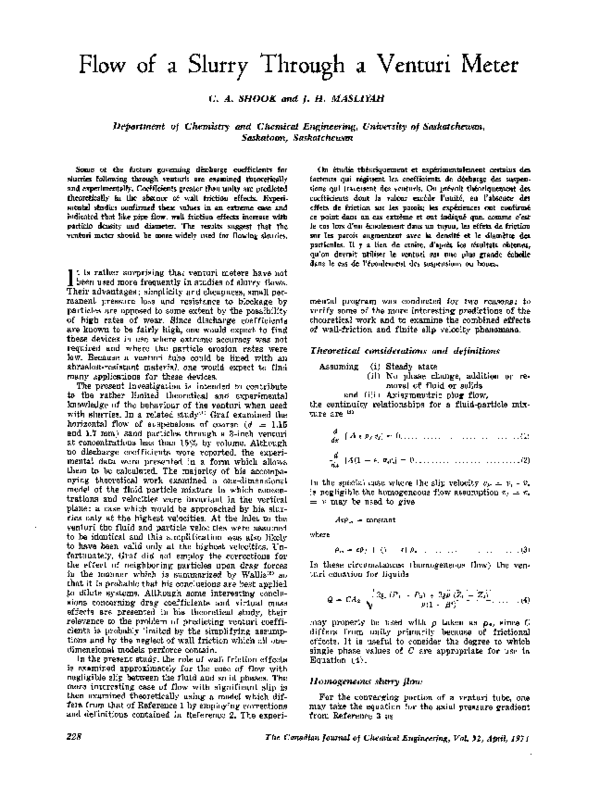 (PDF) Flow of a slurry through a venturi meter