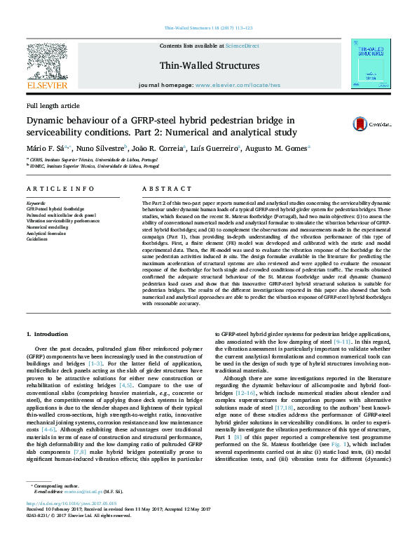 (PDF) Dynamic behaviour of a GFRP-steel hybrid pedestrian bridge in ...
