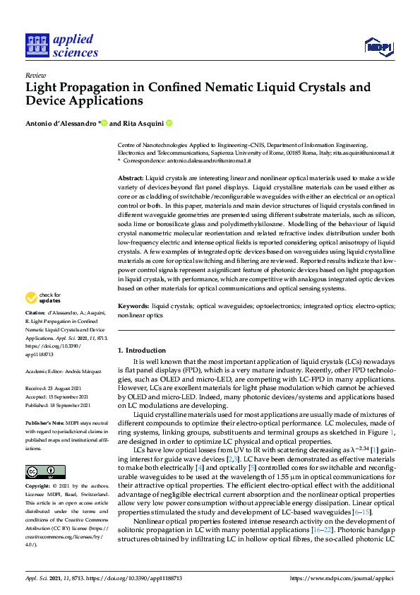 (PDF) Nematic Liquid Crystals in Waveguide Devices: A Study