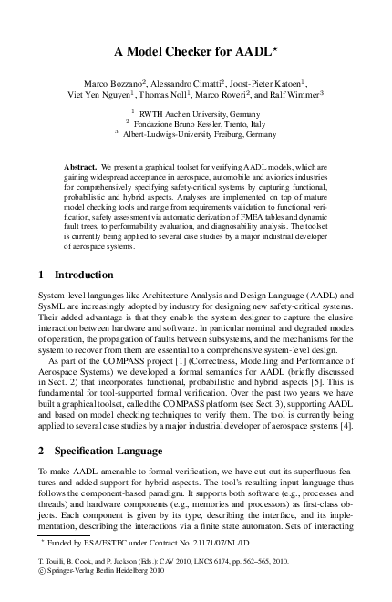 Pdf A Model Checker For Aadl Vy Nguyen