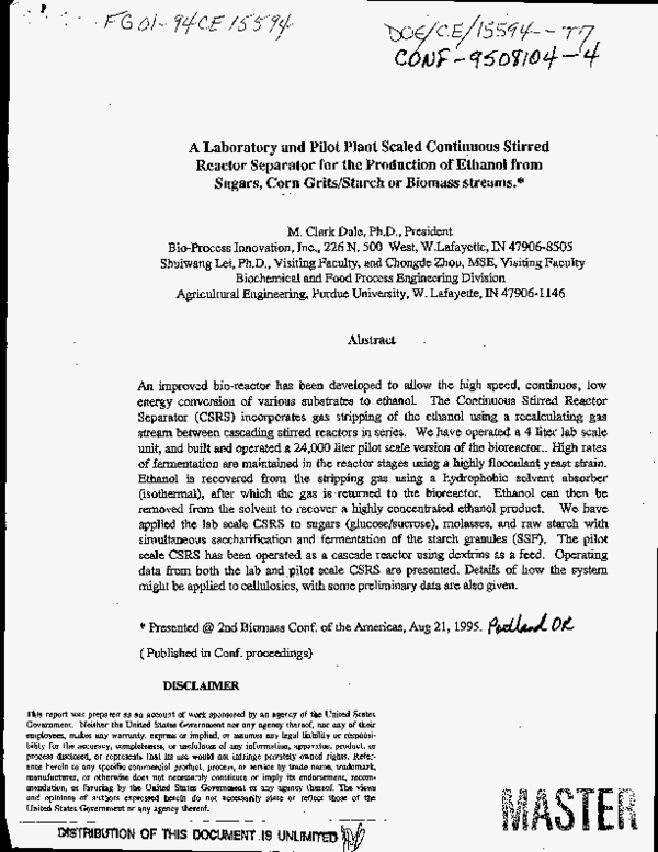 (PDF) A laboratory and pilot plant scaled continuous stirred reactor ...